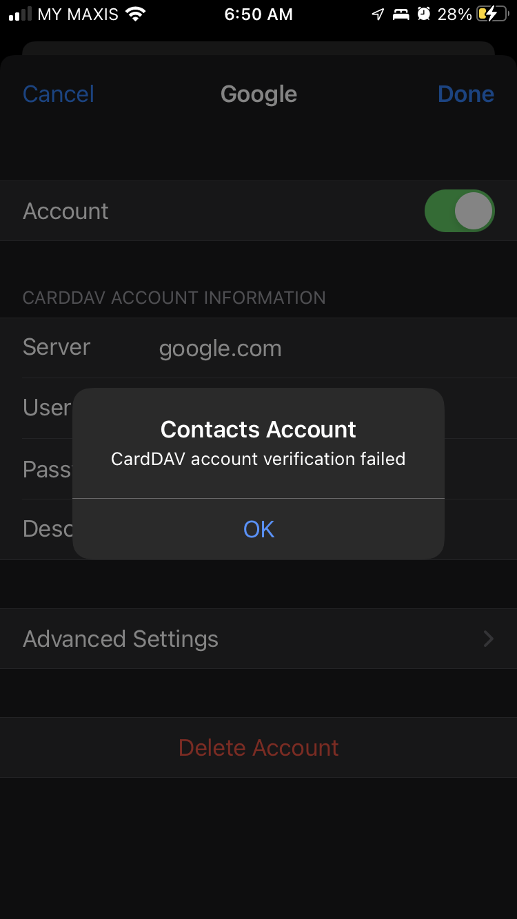 [Tutorial] How to resolve CardDAV account verification failed with ...